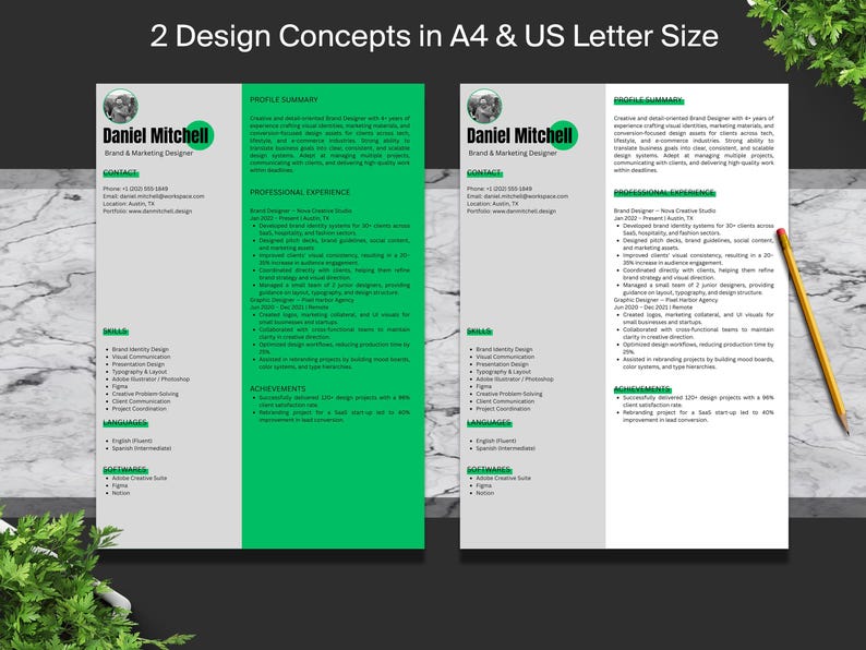 Modern Resume Template for Canva | Minimal CV Template | Professional ...