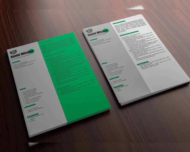 Modern Resume Template for Canva | Minimal CV Template | Professional ...