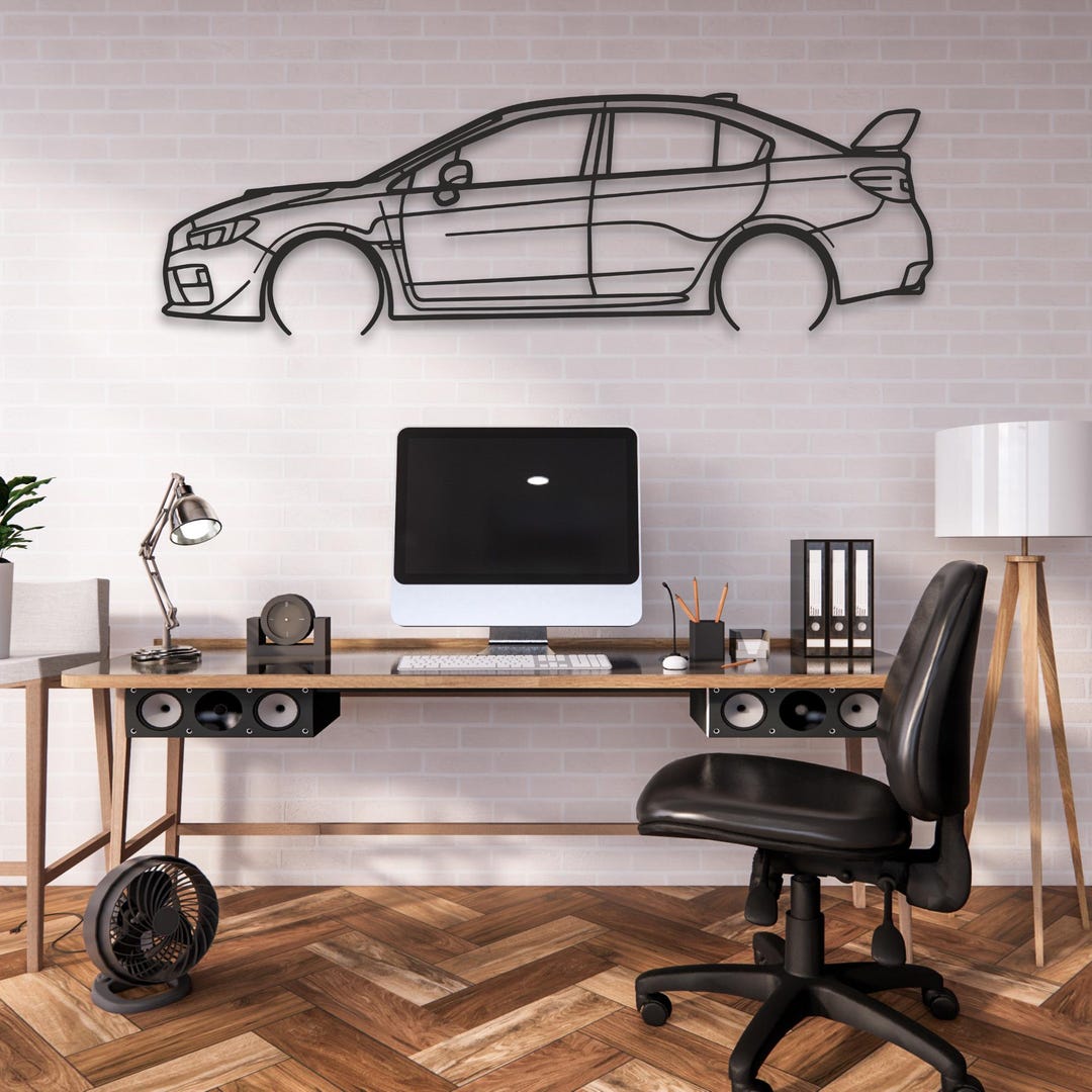 Impreza Wrx Silhouette Metal Wall Decor | Car Line Art | Garage Wall ...