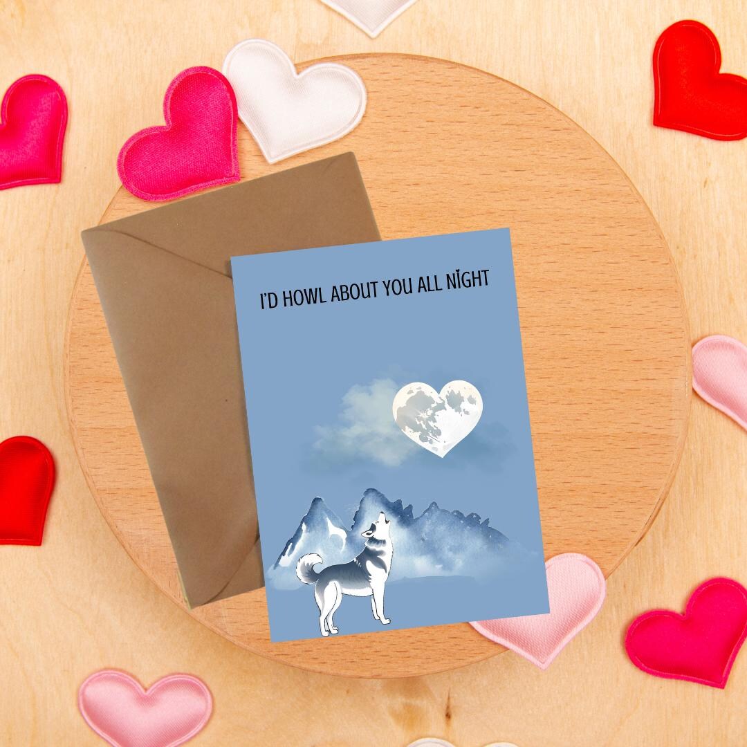 Husky Valentine’s Day Card | Printable A5 Digital Download | Fun ...