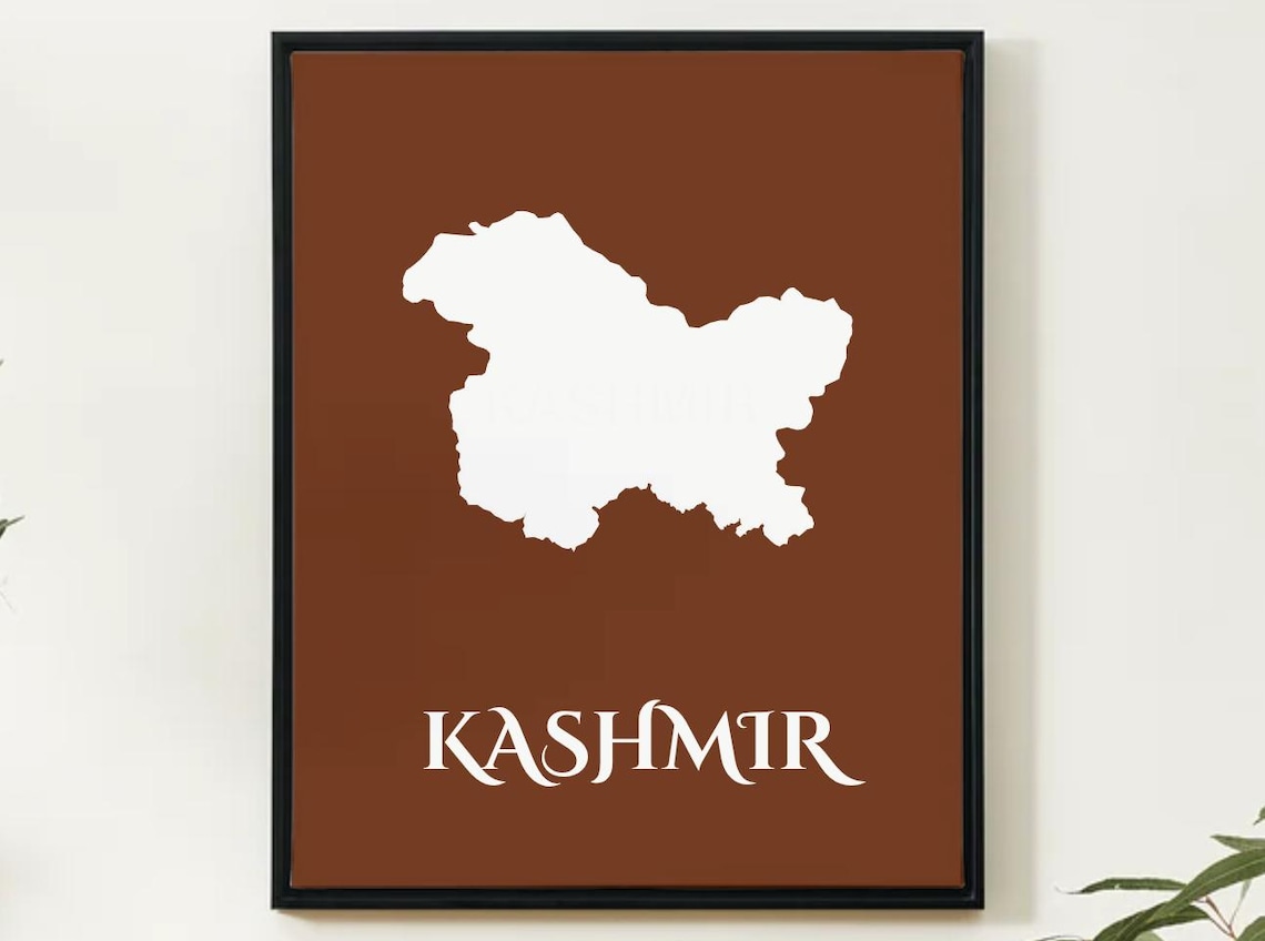 Kashmir Map Wall Art Print, Home or Office or Gift, Country Map Designs ...
