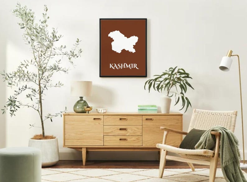 Kashmir Map Wall Art Print, Home or Office or Gift, Country Map Designs ...