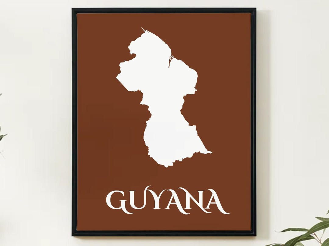 Guyana Map Wall Art Print, Home or Office or Gift, Country Map Designs ...
