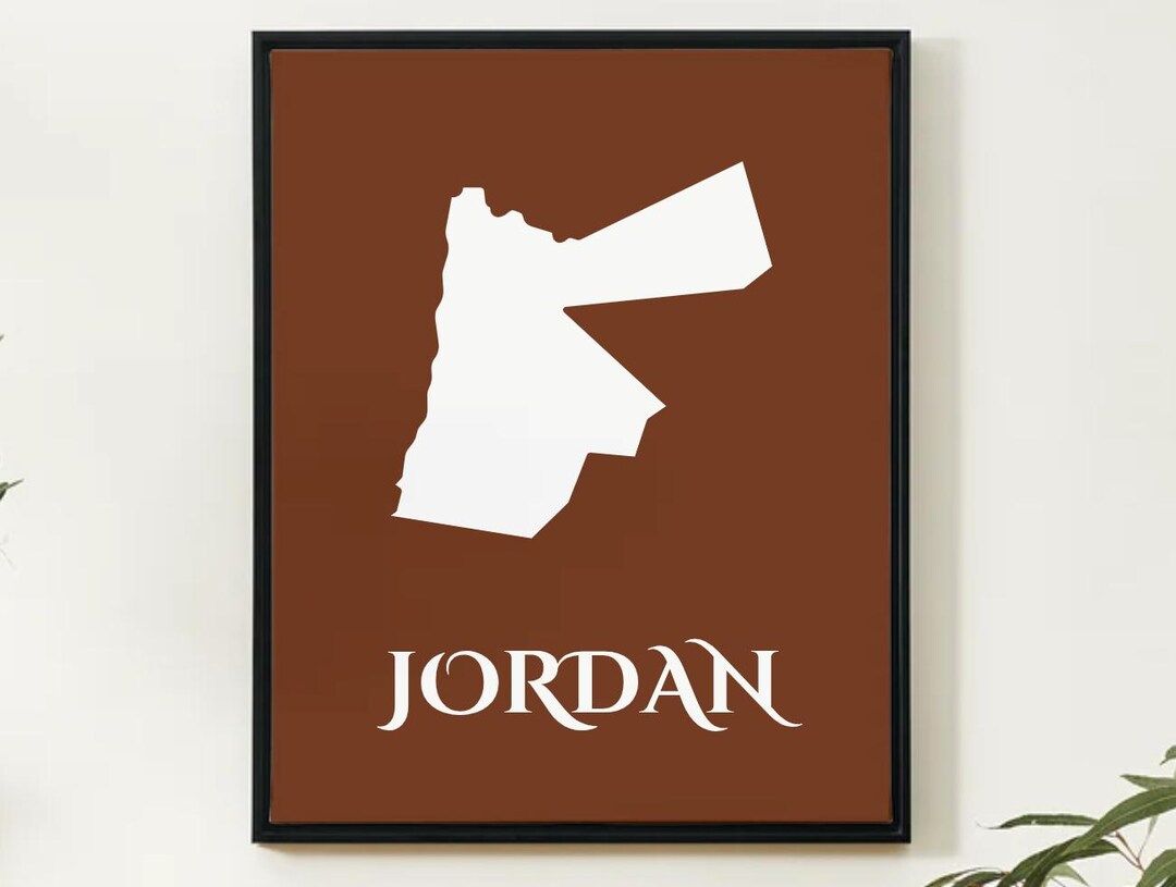 Jordan Map Wall Art Print, Home or Office or Gift, Country Map Designs ...