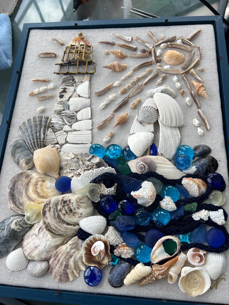 11x14 Shadow Box Shell Art Lighthouse - Etsy