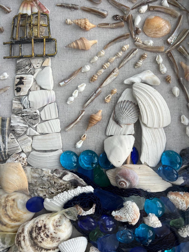 11x14 Shadow Box Shell Art Lighthouse - Etsy