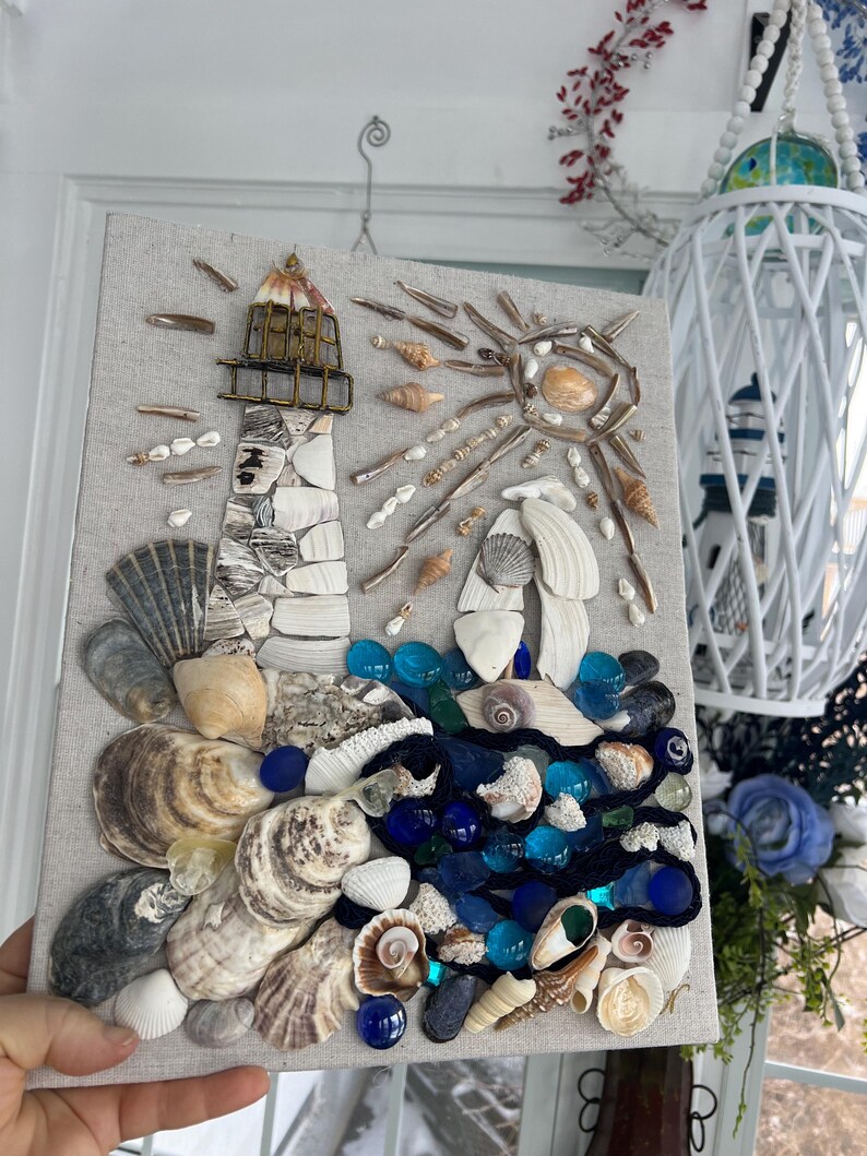 11x14 Shadow Box Shell Art Lighthouse - Etsy
