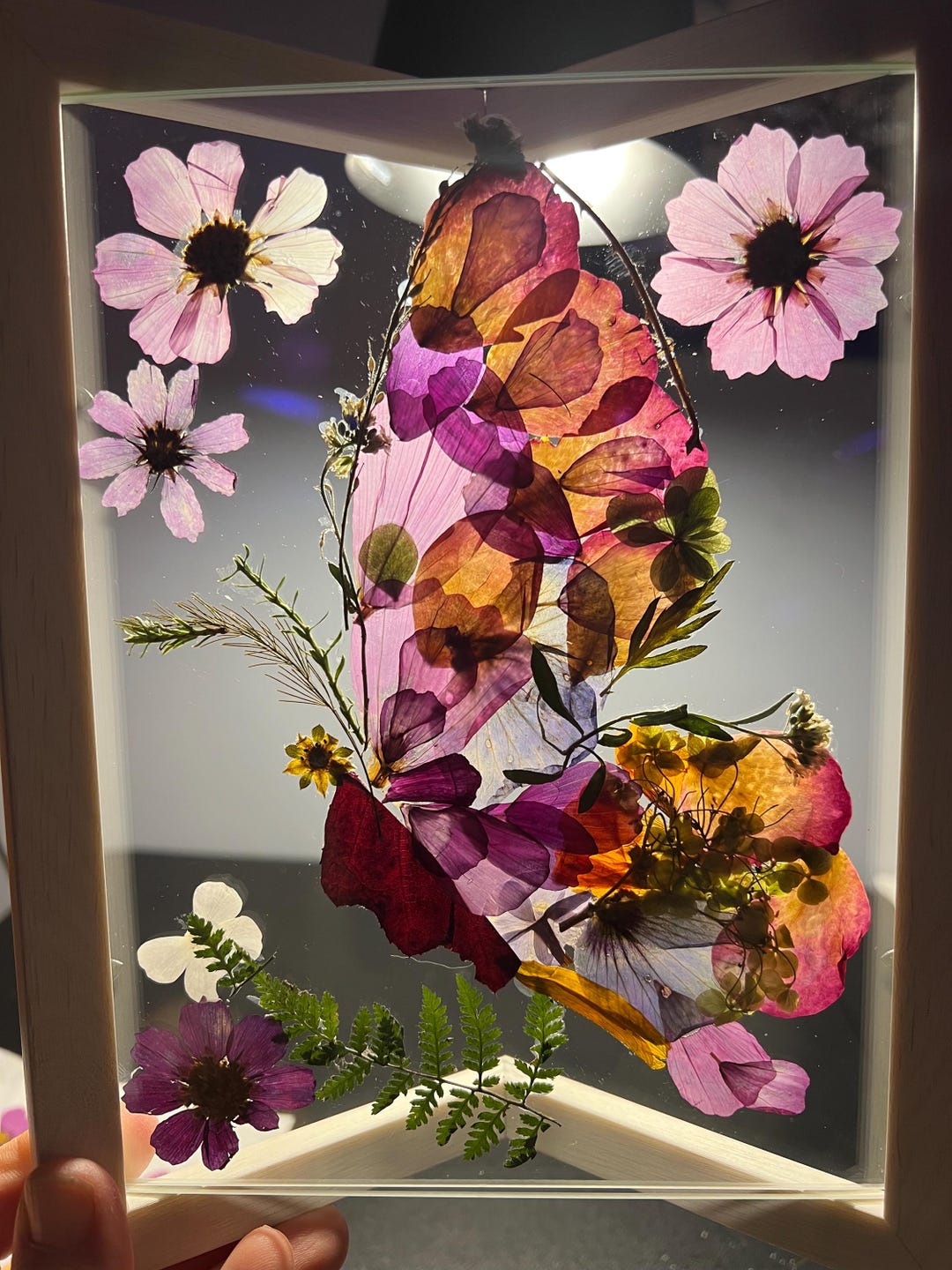 Flower Art Butterfly Glass Frame - Etsy