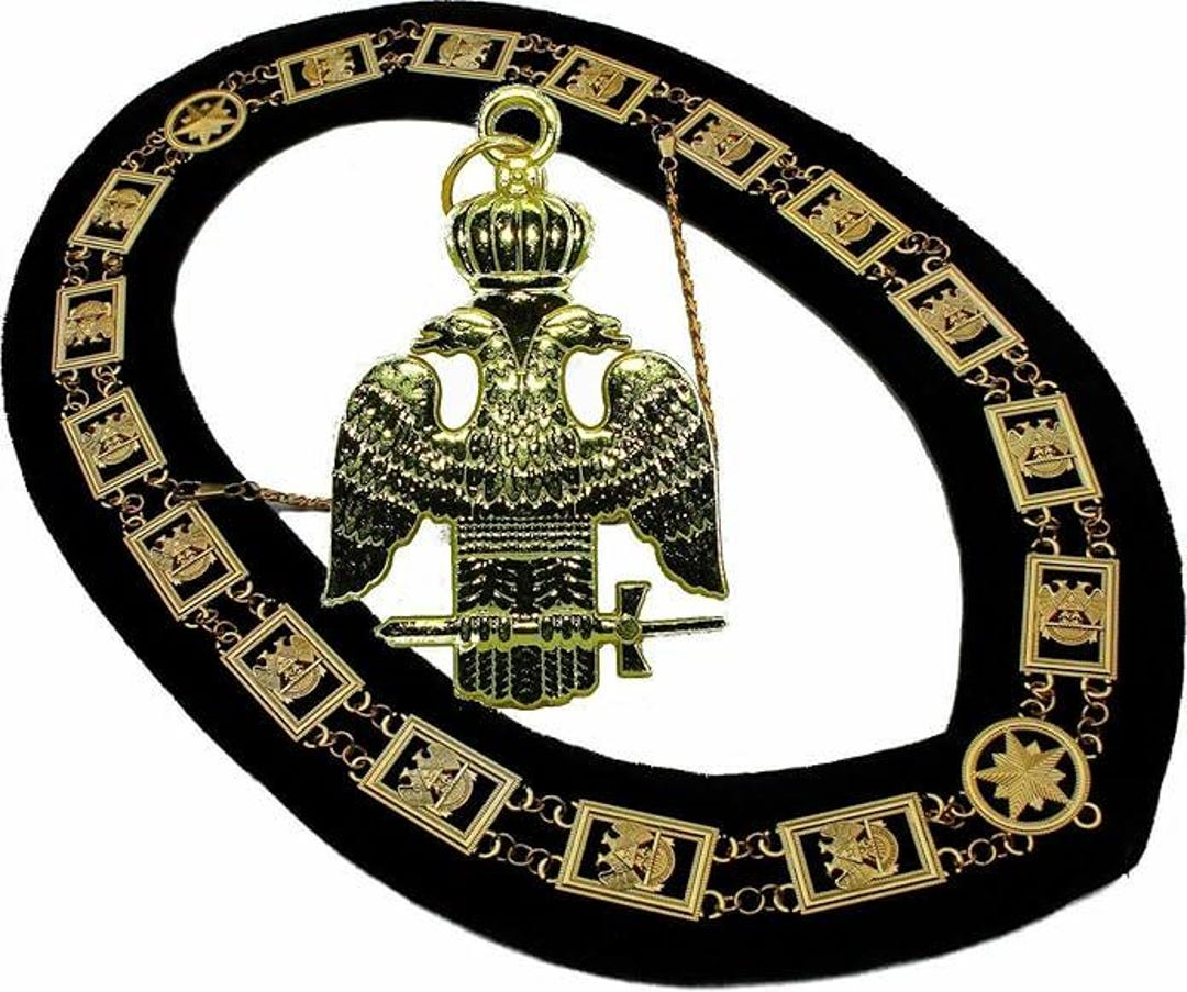 Masonic Regalia 32nd Degree Wings Down Golden Chain Black Backing ...