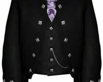 Scottish Sheriffmuir Black Doublet Jacket With Vest - New Wedding ...