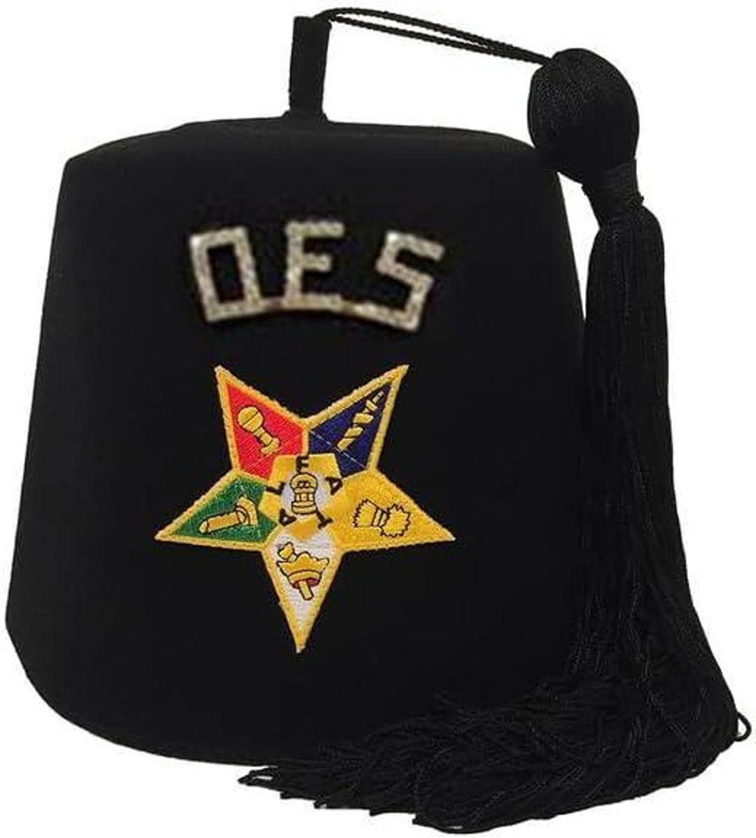 Masonic Order of the Eastern Star OES Rhinestone Black Fez - Standard ...