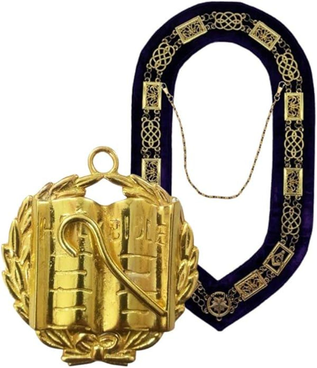 Masonic Regalia Grand Lodge Officer Chain Collar Gold Chain Purple ...