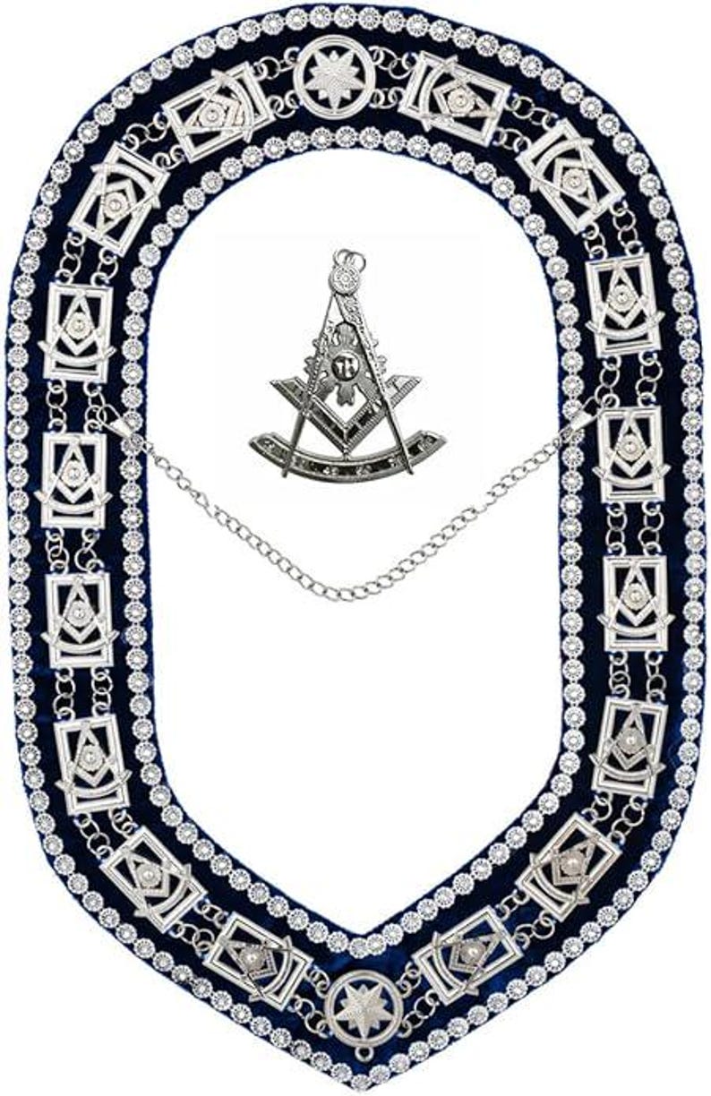 Masonic Regalia Past Master Chain Collar, Masonic Silver Past Master ...