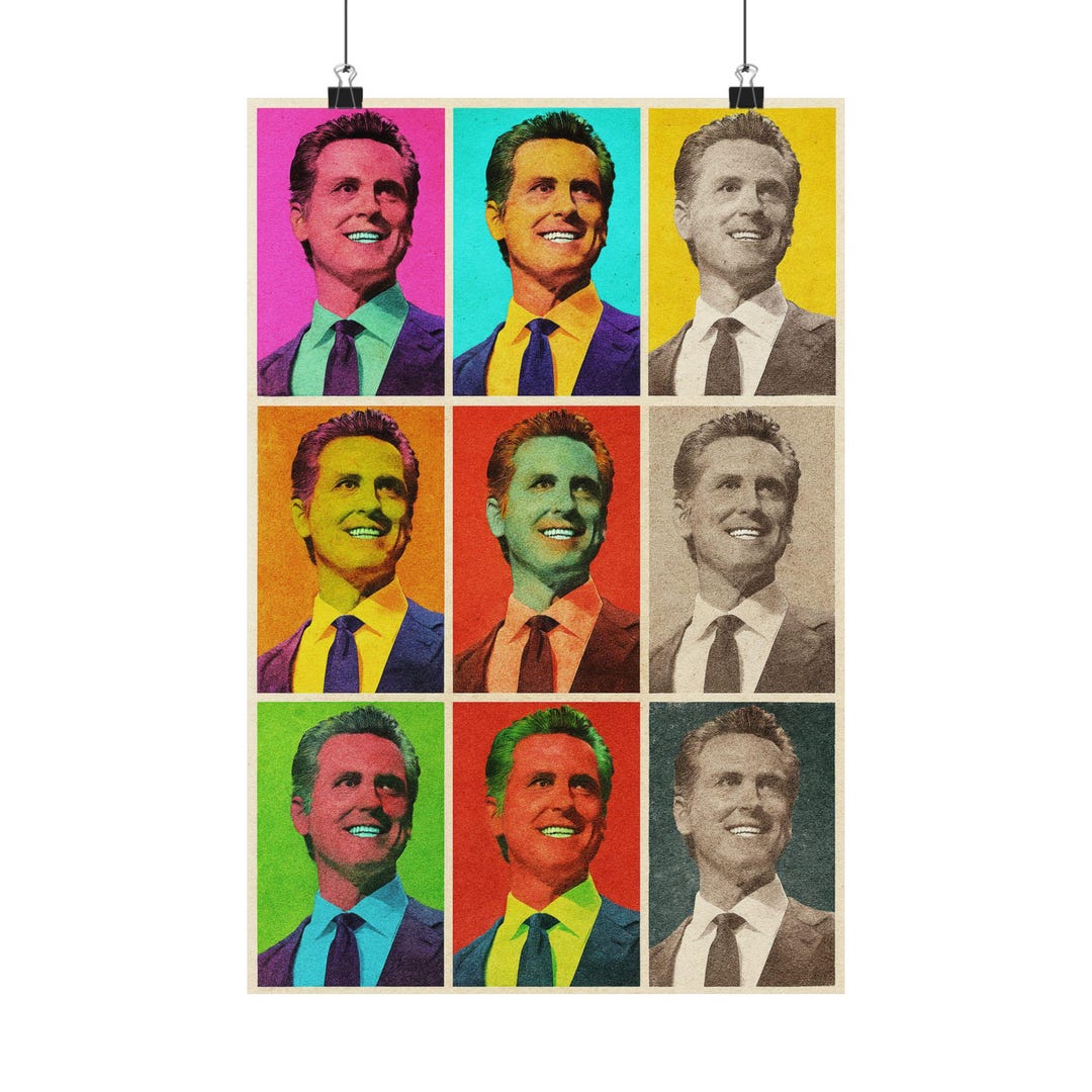 Gavin Newsom Pop Art Poster | Warhol Style Portrait Print | Marilyn ...