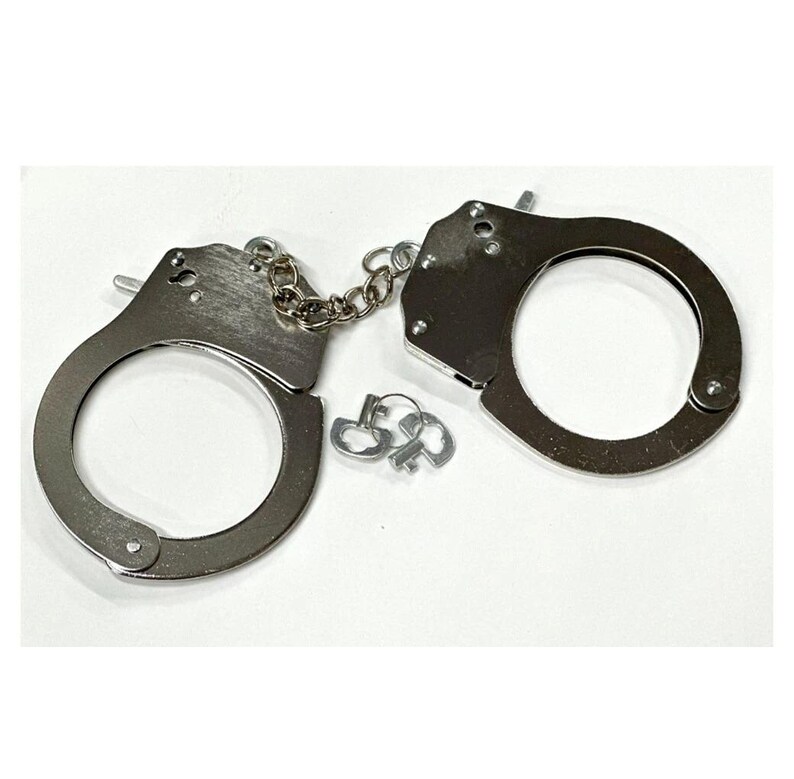 Metal Handcuffs With Safety Double Lock – Adjustable Steel Restraints ...