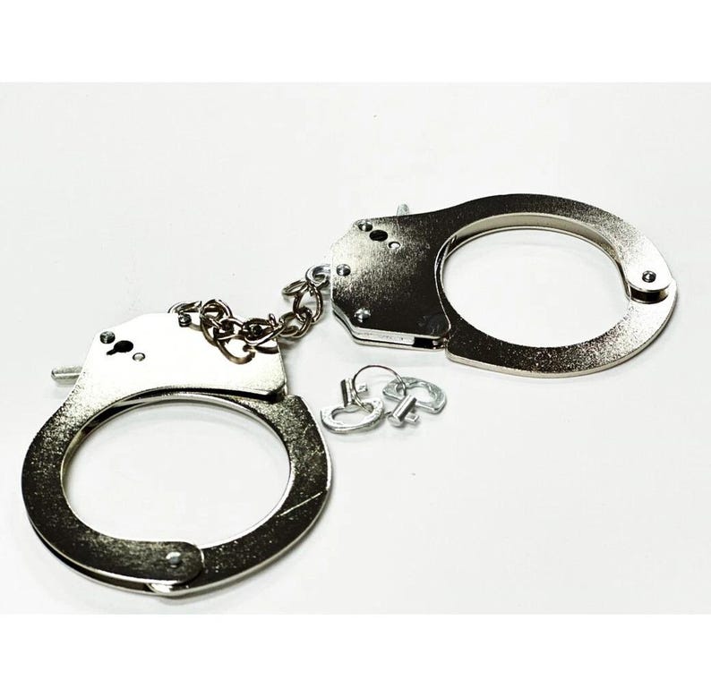 Metal Handcuffs With Safety Double Lock – Adjustable Steel Restraints ...