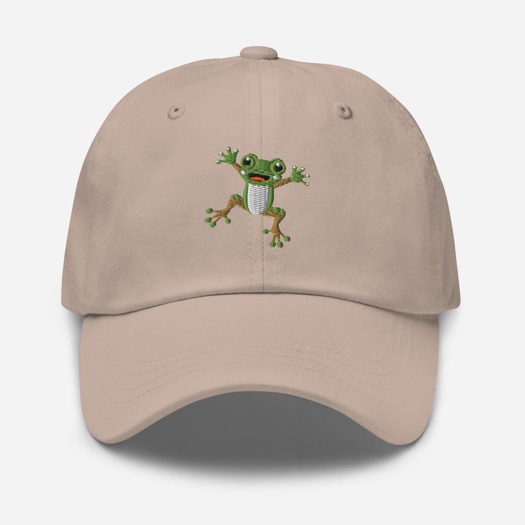 Embroidered Frog Baseball Cap, Embroidered Dad Hat, Funny Head Ware ...