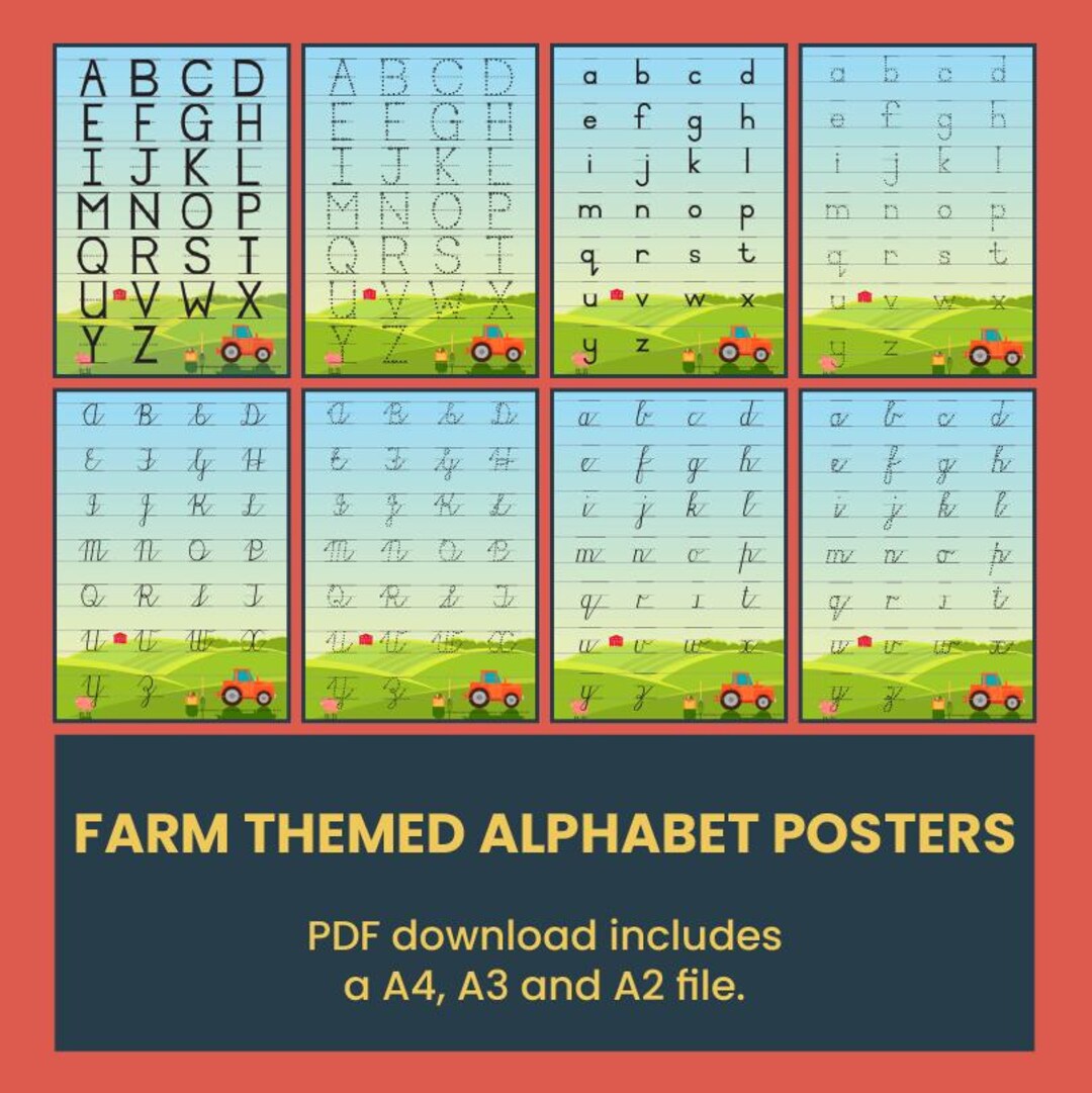Farm Themed Alphabet Posters Capital and Small Letters Print and ...