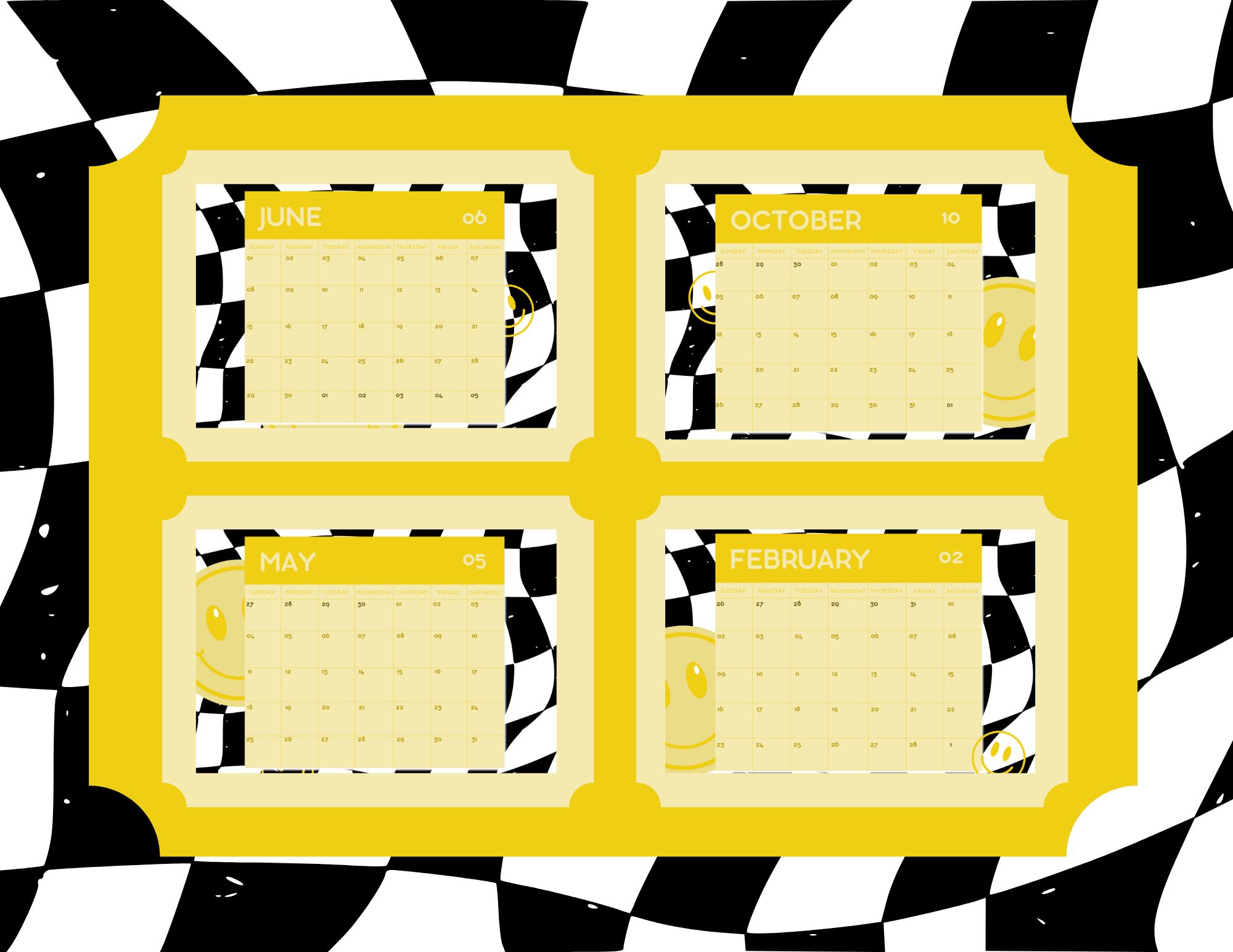 2025 Smiley Face Calendar | Cute Printable Wall Calendar | Digital ...