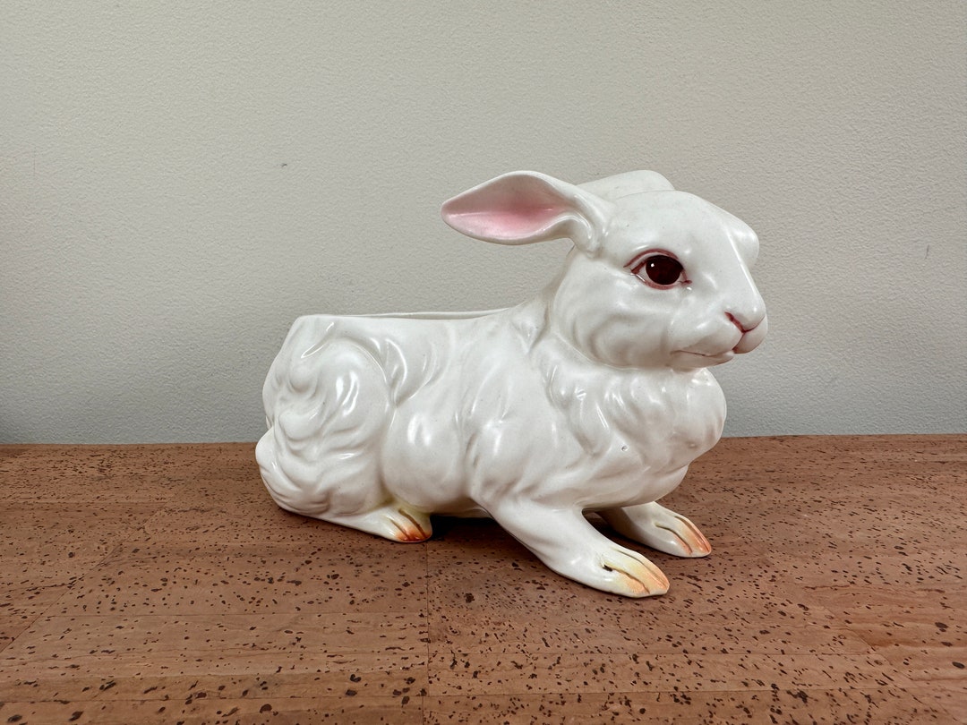 Lefton Ceramic Bunny Rabbit Planter | H3241 - Etsy