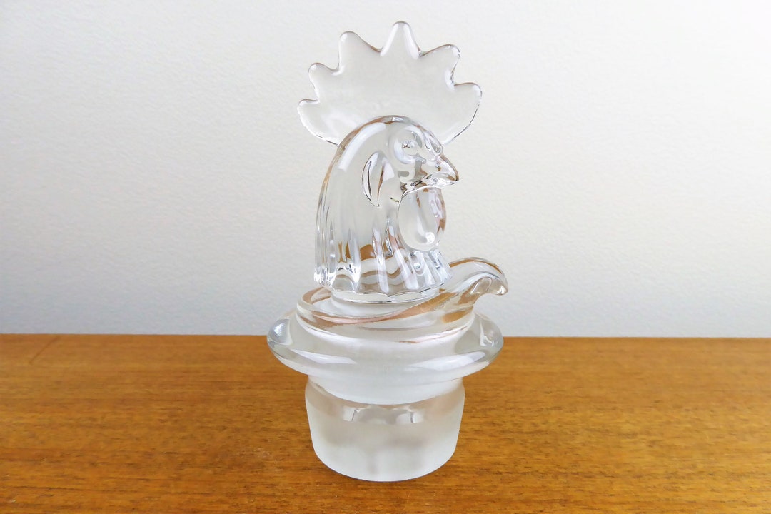 Heisey Rooster Glass Stopper and Decanted Pour Insert With Strainer ...