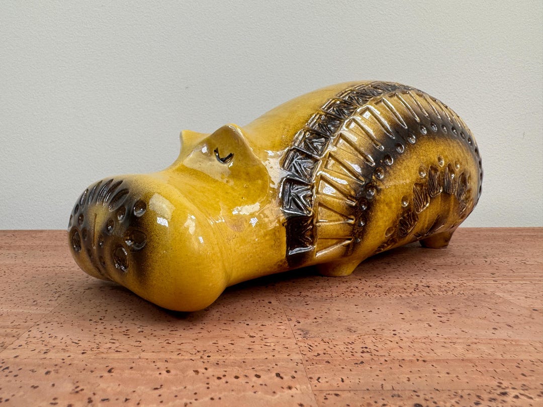 Italica ARS Ceramic Hippo Coin Bank | Yellow Brown | Italy - Etsy