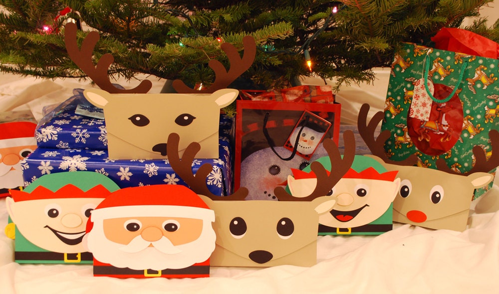 Christmas Reindeer, Santa, and Elf Popcorn Pocket Digital Cutting Files ...