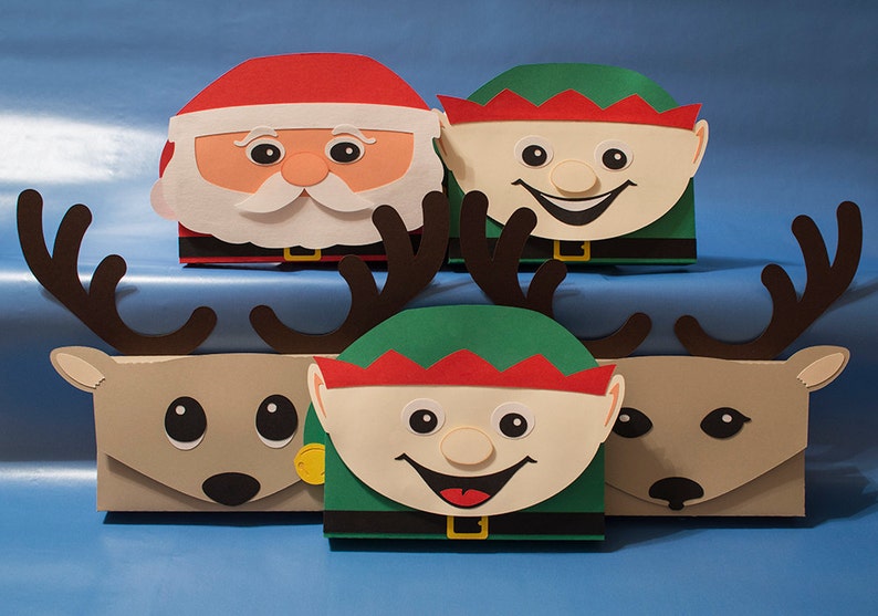 Christmas Reindeer, Santa, and Elf Popcorn Pocket Digital Cutting Files ...