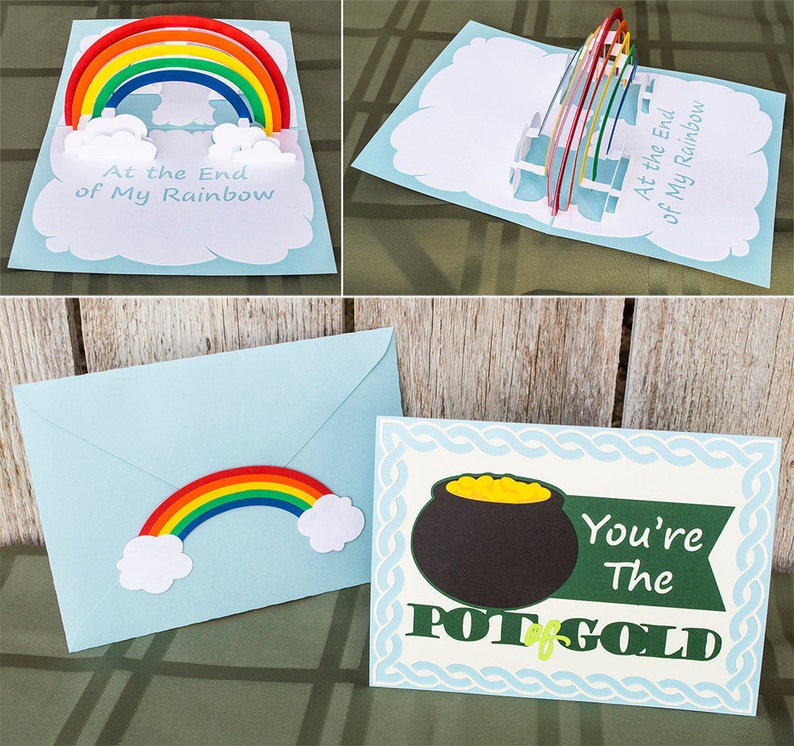 St. Patrick's Day Box & Pop-up Card End of the Rainbow Digital Cutting ...