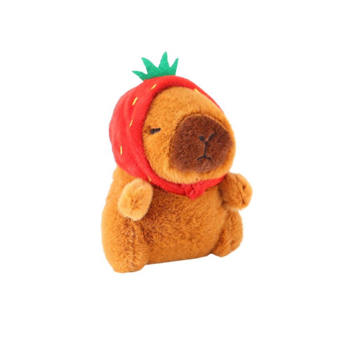 Capybara Plush Toy Kawaii Fluffy Stuffed Animal With Strawberry Hat ...