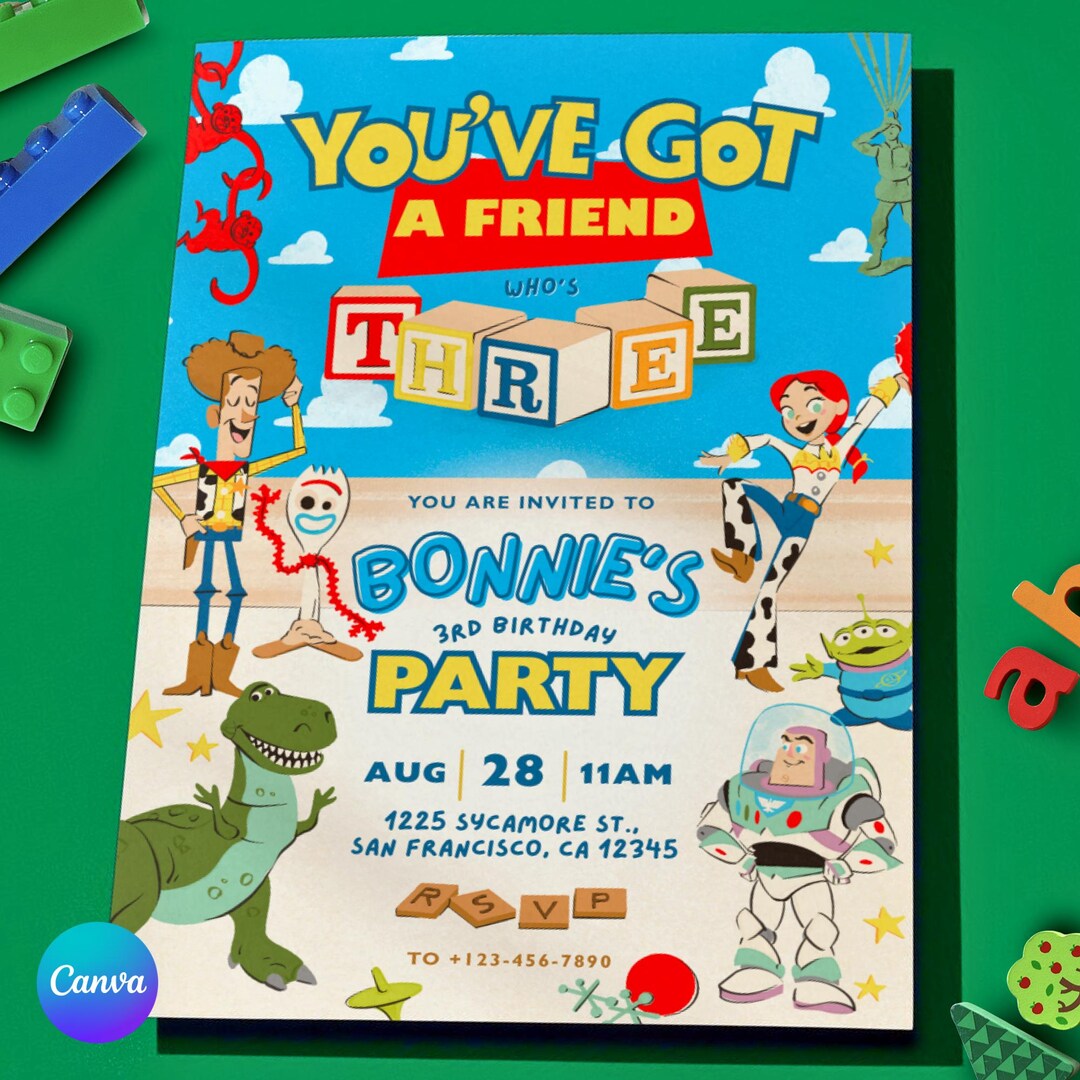 Toy Story 3rd Birthday Invitation "you've Got a Friend Who's Three ...
