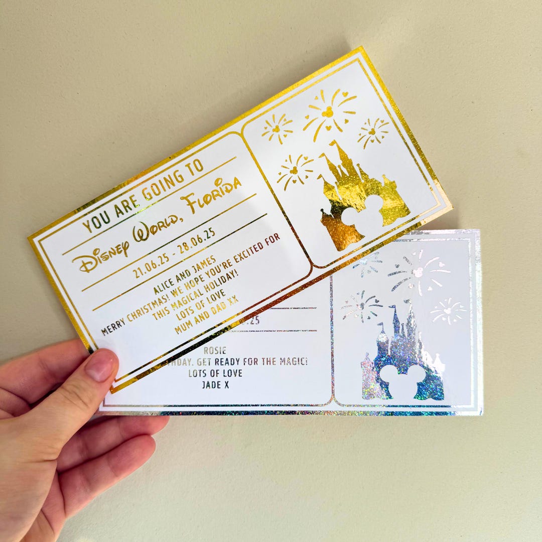 Disney Ticket | Disney Holiday Ticket | Foiled Ticket | Personalised ...