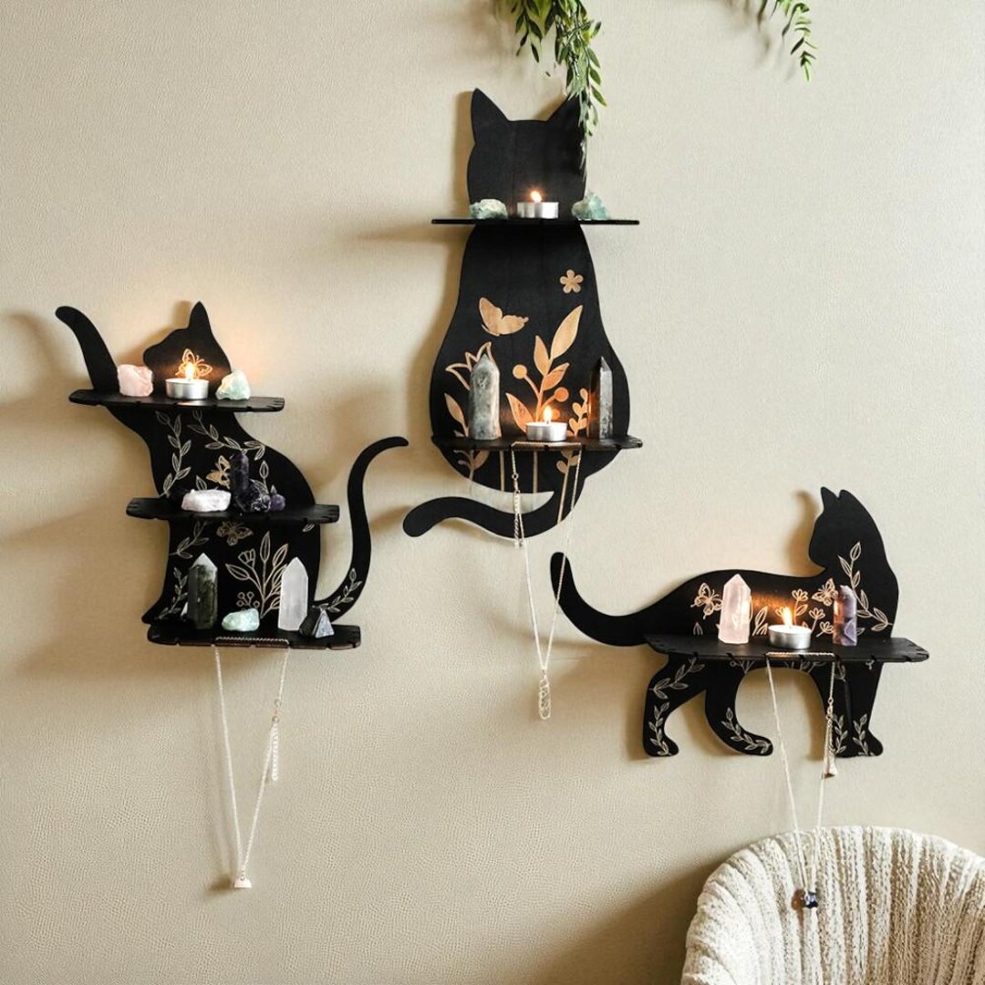 Cat Shelf: Hanging Wall Decor, Modern Cat Art - Etsy