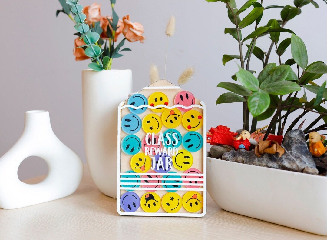 Custom Classroom Reward Jar Pencil Shape With Tokens Charms, Back to ...