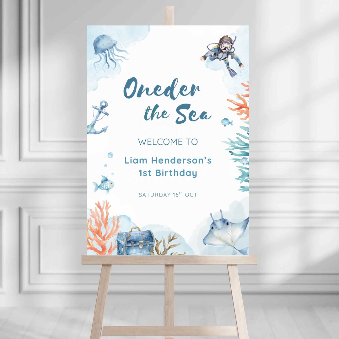 Oneder the Sea Birthday Welcome Sign Template Under the Sea Printable ...