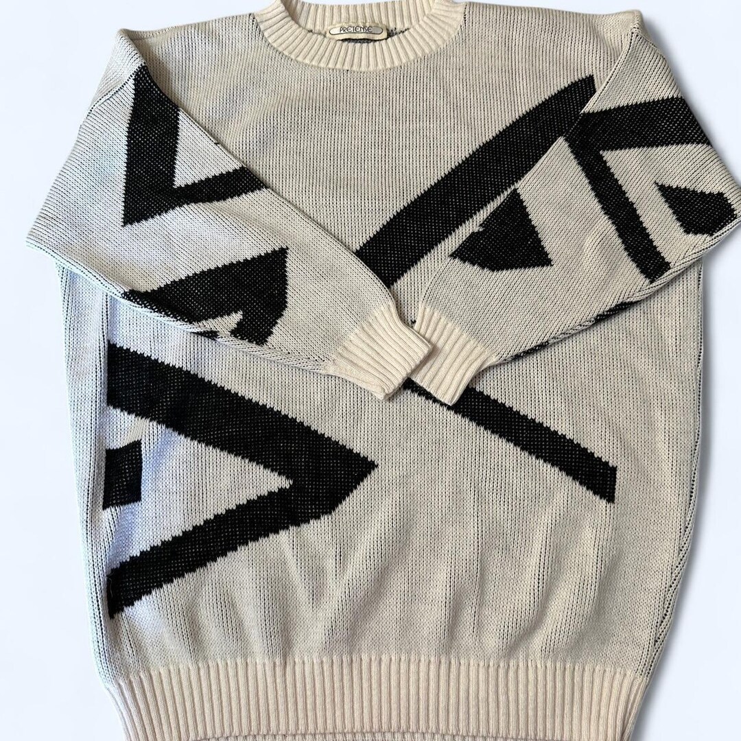 Vintage Abstract Graphic Knit Sweater PRETENSE - Size L - Etsy