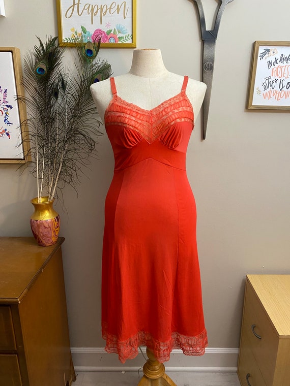 Vintage Red Lingerie Slip Nightie Gem