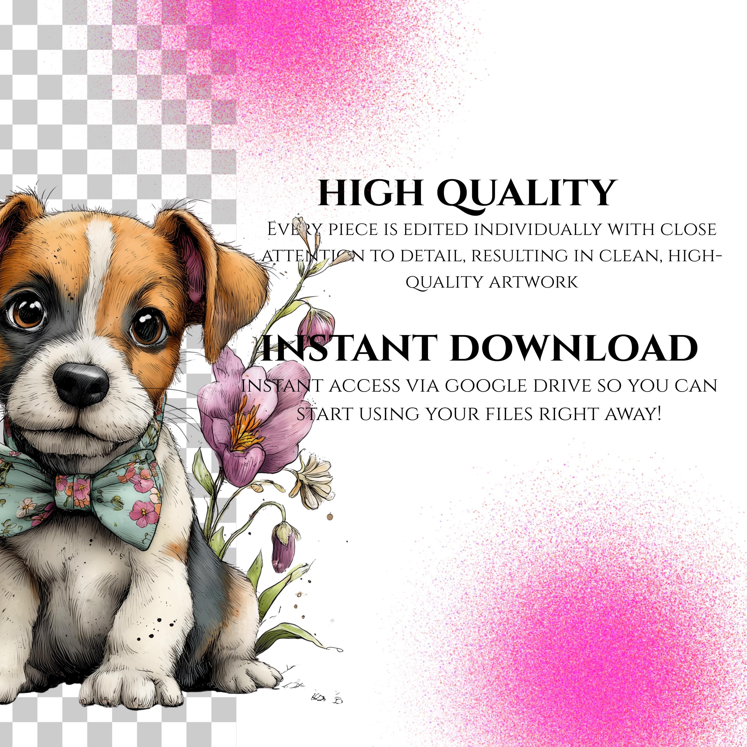 Spring Dogs Watercolor Clipart, Floral Puppy Illustrations (30 PNG) - Etsy