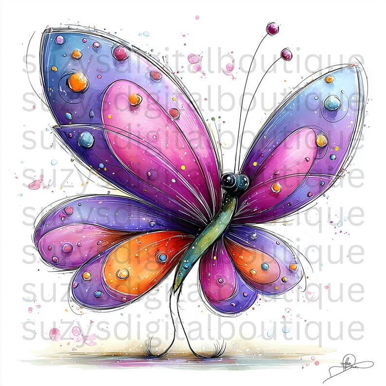 Whimsical Butterfly Clipart | Soft Pastel Hand-painted PNG Set Digital ...