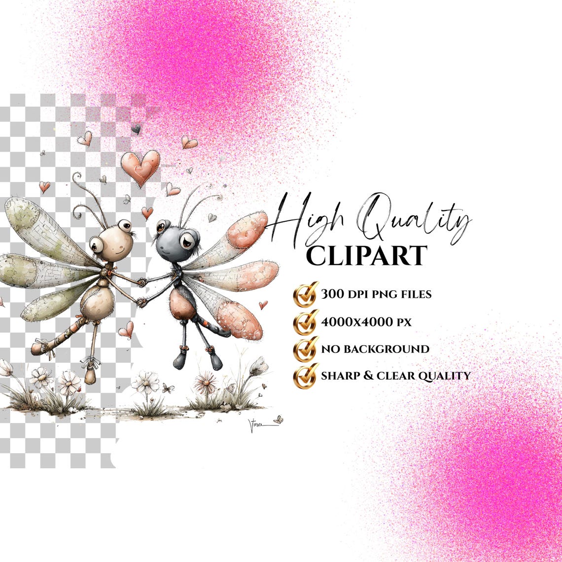 Love Bugs Clipart Bundle – Valentine’s Day Cute Bug PNG, Valentine Bugs ...