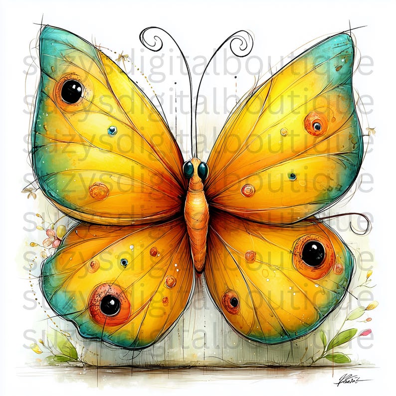Whimsical Butterfly Clipart | Soft Pastel Hand-painted PNG Set Digital ...