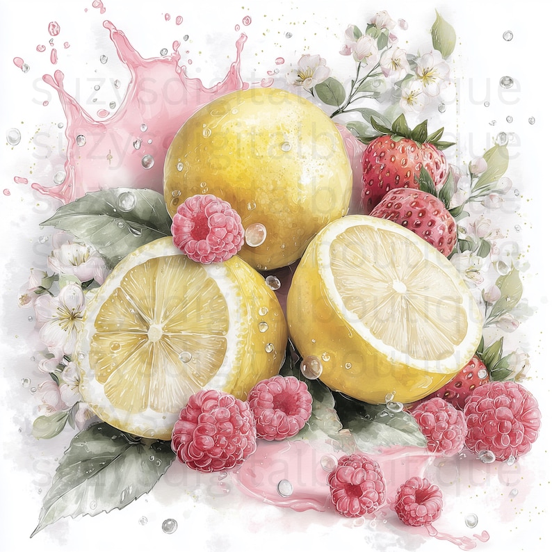Pink Lemonade Clipart, Watercolor Summer Drinks, Lemon Slice (25 PNG ...