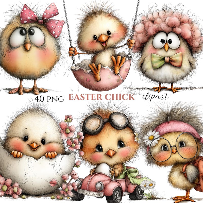 Easter Chick Clipart - Etsy