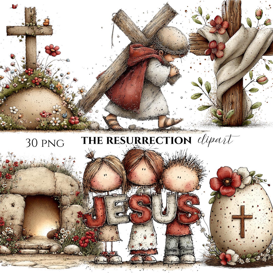 Jesus Resurrection Clipart Bundle, Christian Easter Story PNG (30 Files ...