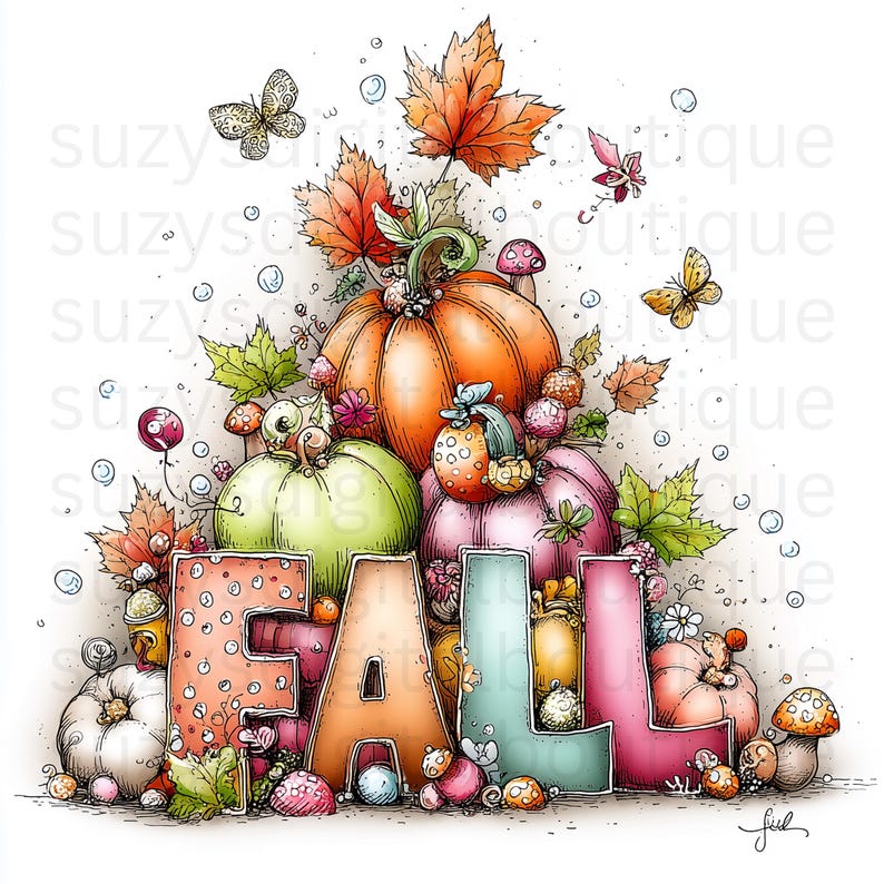 Groovy Fall Pumpkin Clipart Bundle | Whimsical 70s Autumn Characters ...