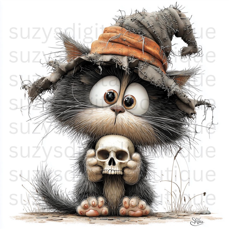 Spooky Halloween Cat Clipart Bundle, Witch Hat Kitties, Jack O Lantern ...