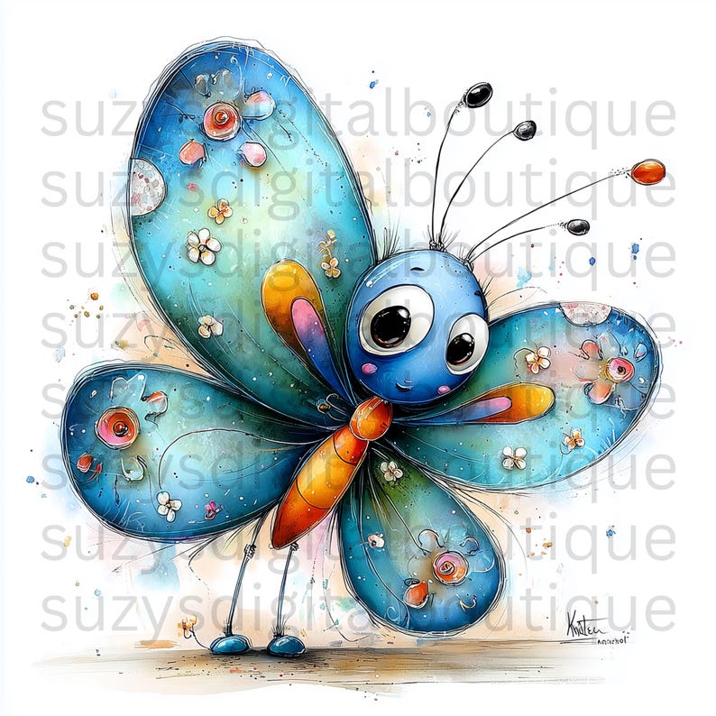 Whimsical Butterfly Clipart | Soft Pastel Hand-painted PNG Set Digital ...