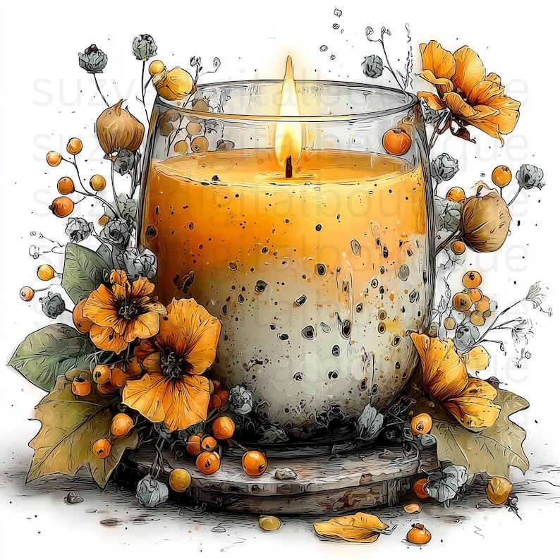 Cozy Autumn Watercolor Clipart, Fall Harvest Pumpkins Leaves ...