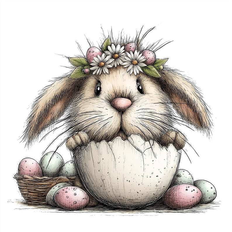 Easter Bunny Clipart Bundle, Spring PNG Graphics (digital Download - 50 ...