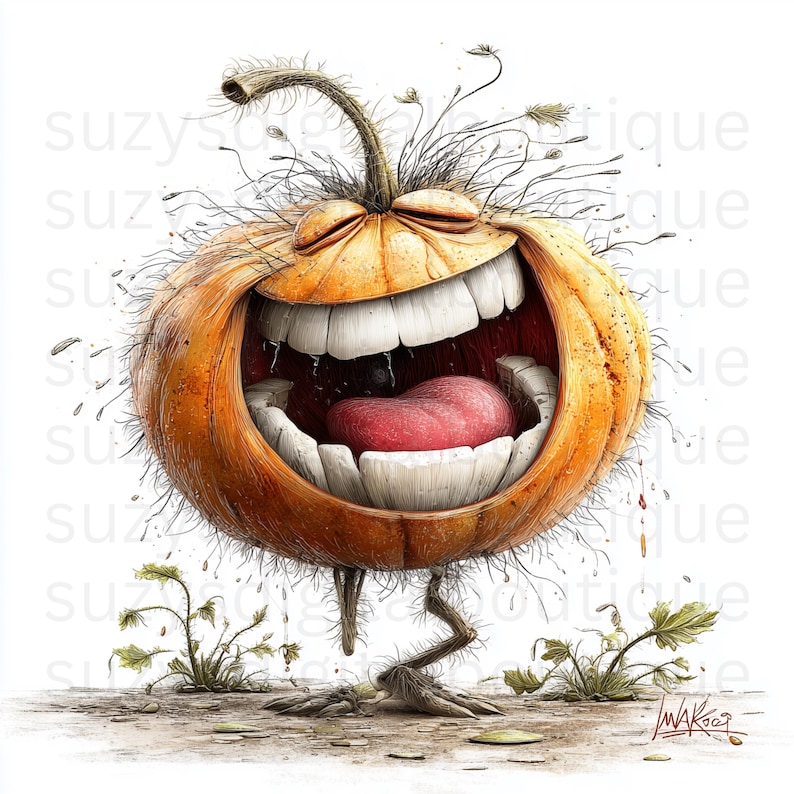 Quirky Emotional Pumpkin Clipart | Funny Silly Halloween Watercolor (20 ...